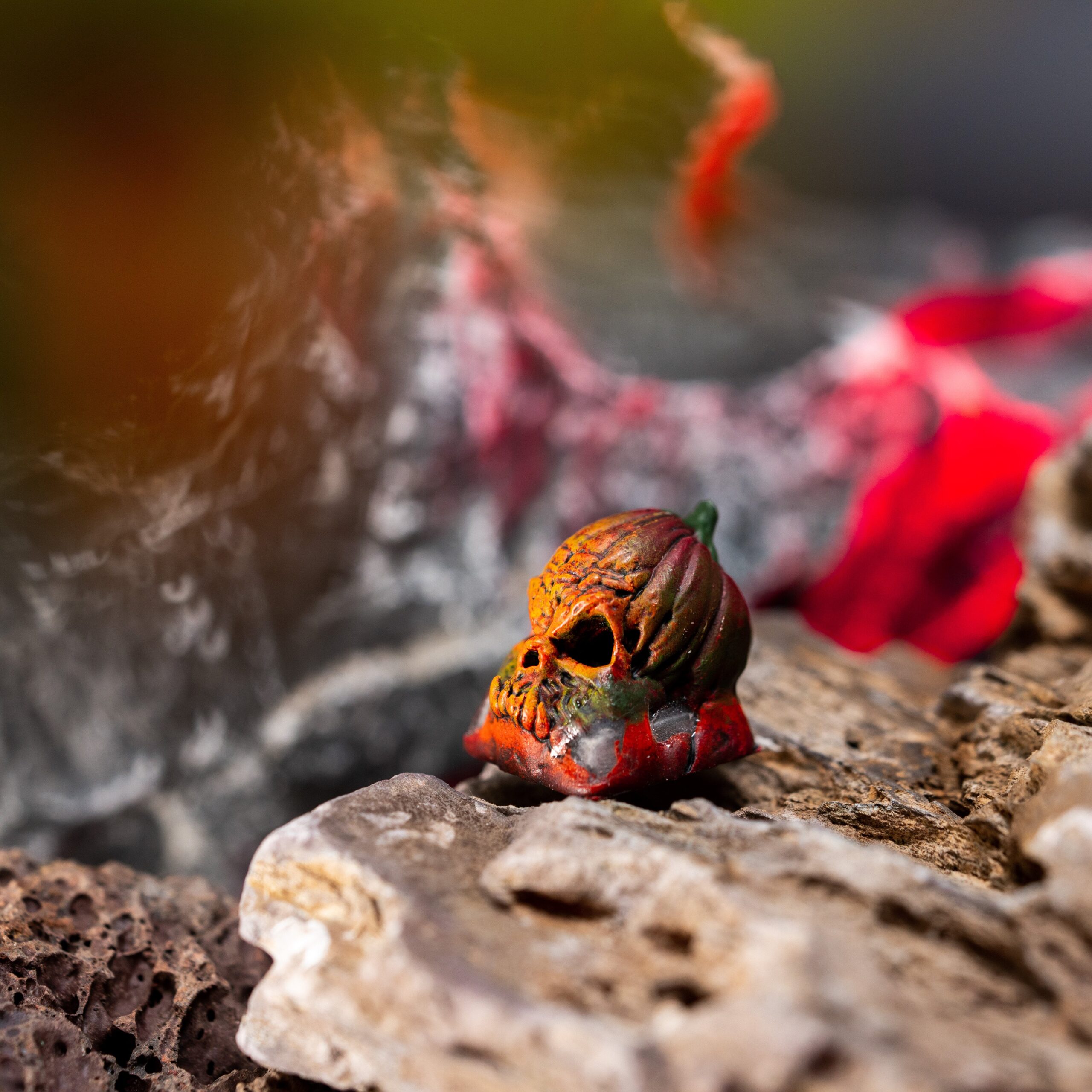 Halloween Skull Pumpkin Artisan Keycap - Breakwooden